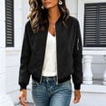 Zpzdpjkx Women's Faux Suede Bomber Jacket Fashion Ribbed Trim Snap ...