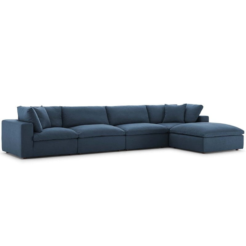 Modway Commix 5 Piece Down Filled Overstuffed Sectional Sofa Set in ...