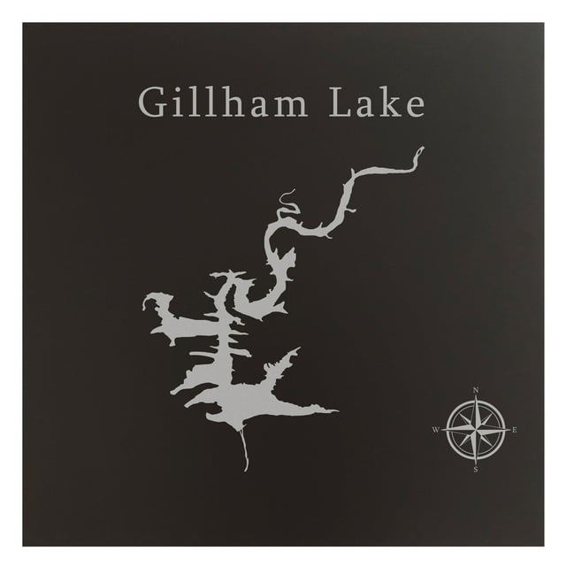 Gillham Lake Map 24x24" Black Metal Wall Art Office Decor Gift Engraved ...