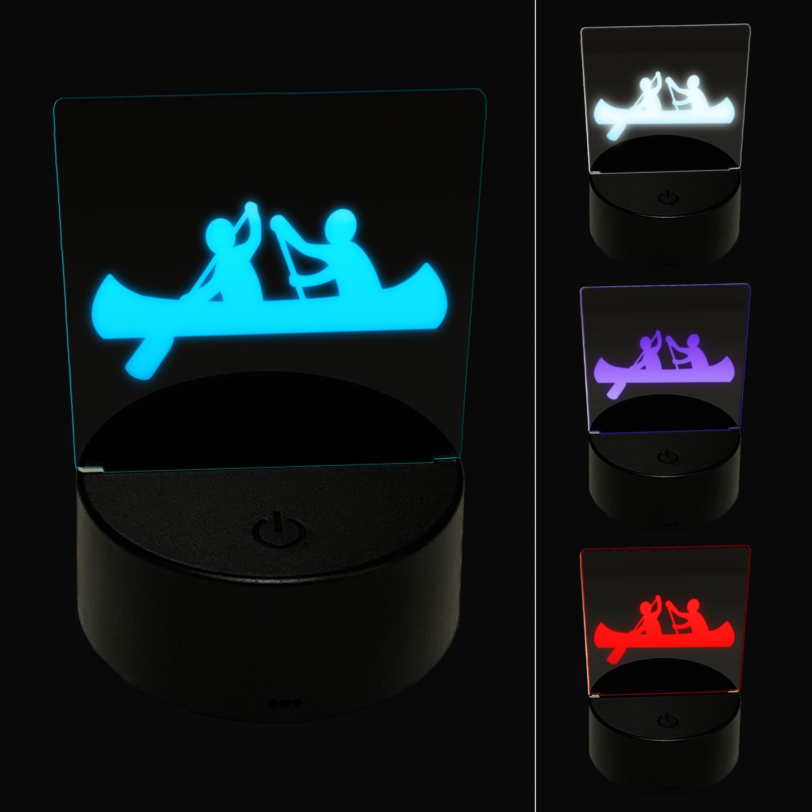 Two Person Canoe Team Water Boat with Paddle LED Night Light Sign 3D ...