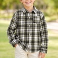 AHTJRT Gingham Button down Shirt for Boys Lapel Collared Long Sleeve ...