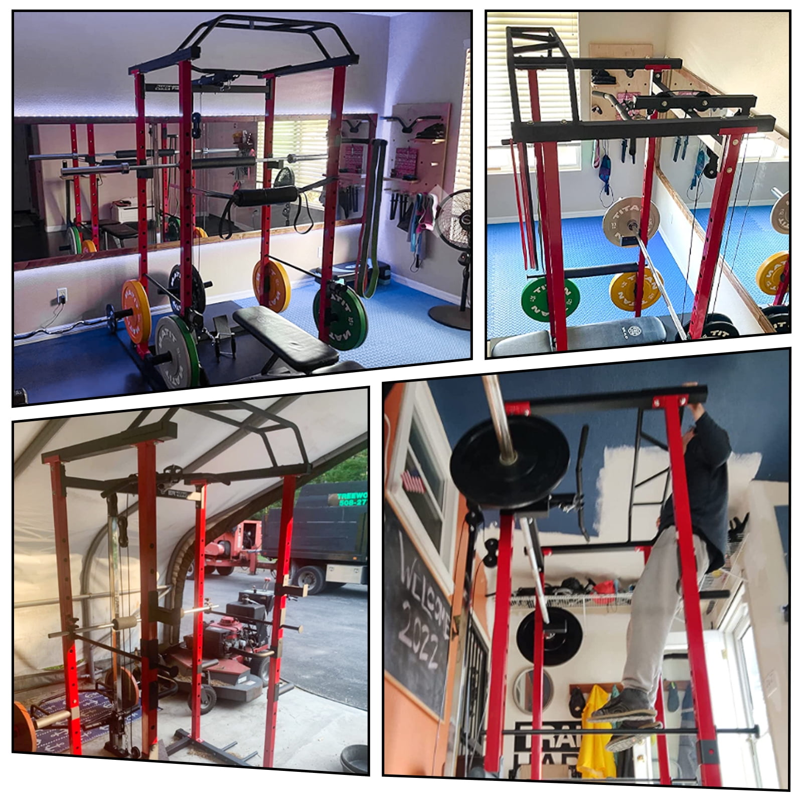 Buy ER KANG Power Rack Cage, Squat Rack with LAT Pulldown System ...