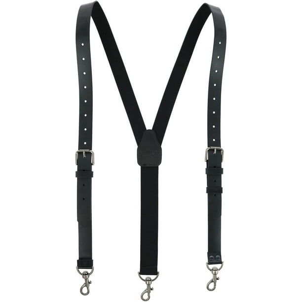 CTM Coated Leather Buckle Strap Suspenders with Metal Swivel Hook Ends ...