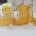 5 Yards 25mm Organza Ribbons Gold Metallic Egde Ribbons For Wedding ...