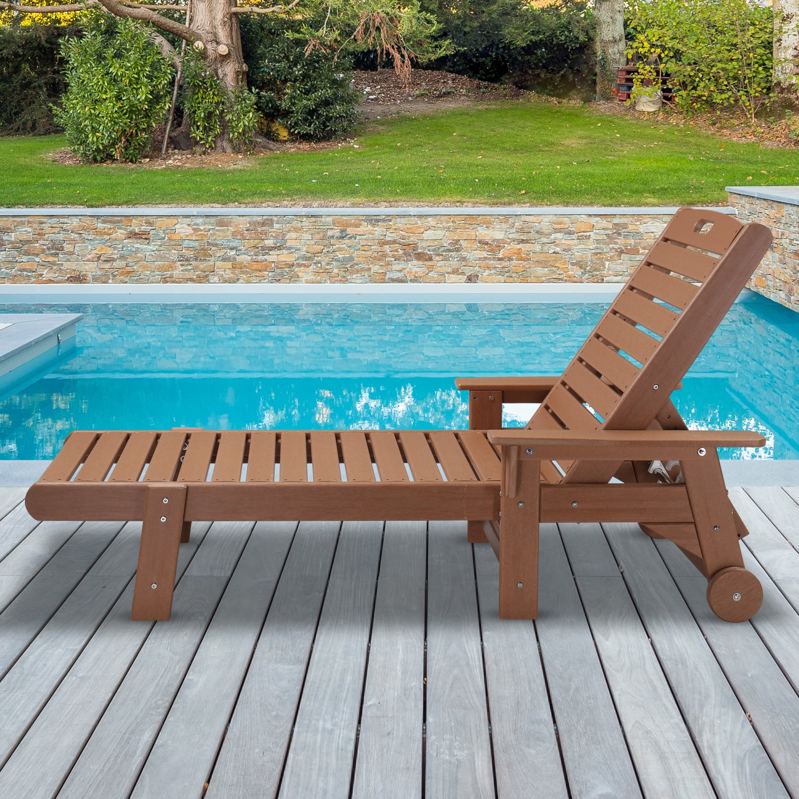 SamyoHome HDPE Chaise Lounge Chair for Outdoor Poolside Reclining Chair ...