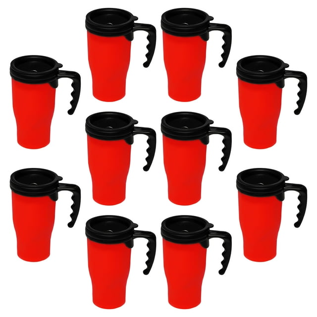 14 oz. Insulated Plastic Travel Mugs - 10 pack - Red - Walmart.com