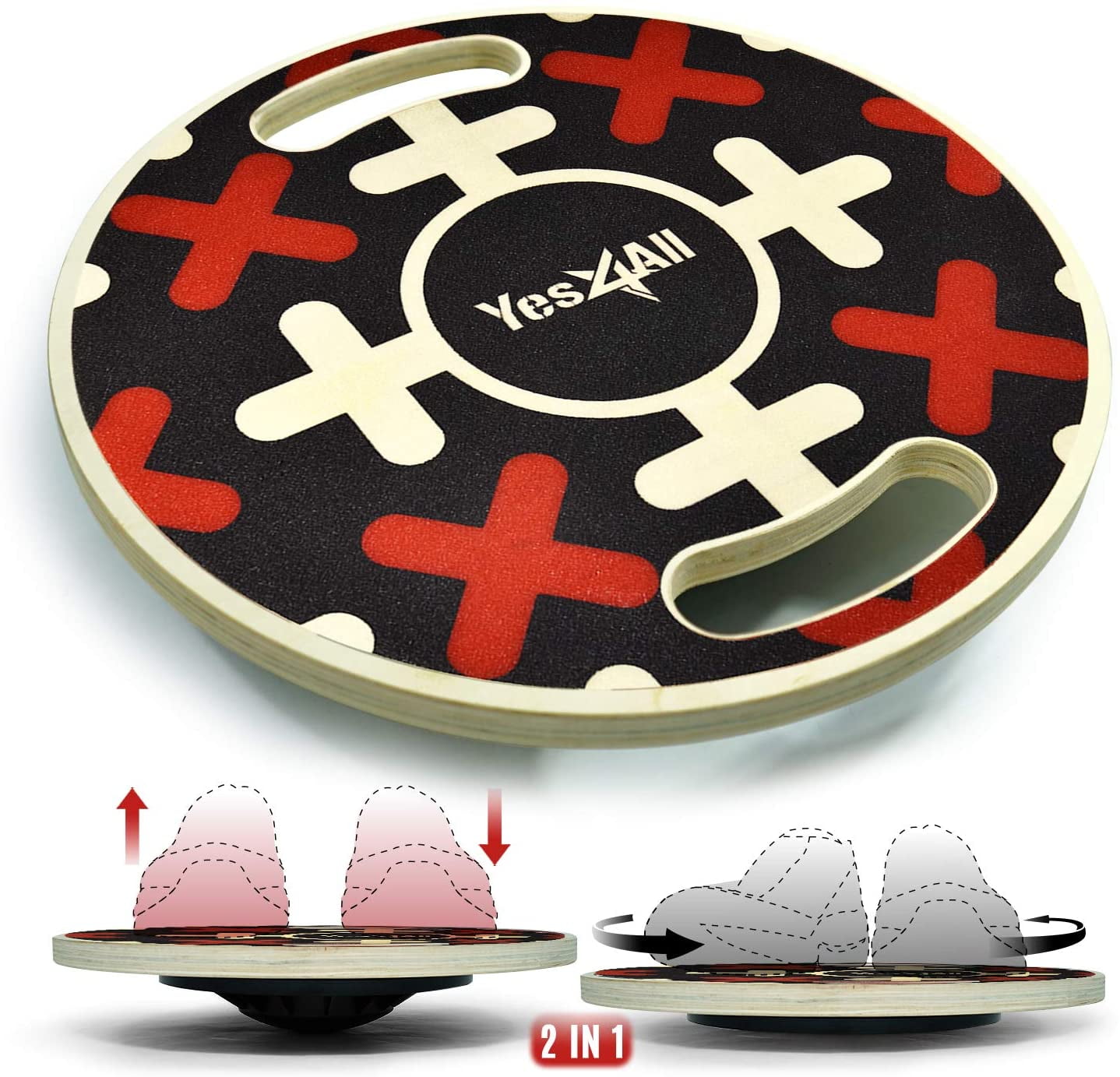 Yes4All Wooden Wobble Balance Board, 16 in Surface, for Exercise ...