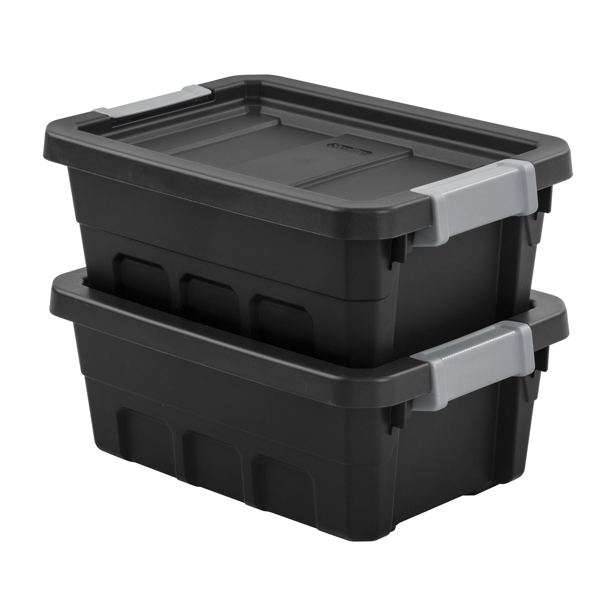 Sterilite 4 Gal Industrial Storage Totes W/ Latch Clip Lids, Black (6 ...