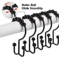 12pcs Shower Curtain Hooks, Metal Double Glide Shower Curtain Rings ...