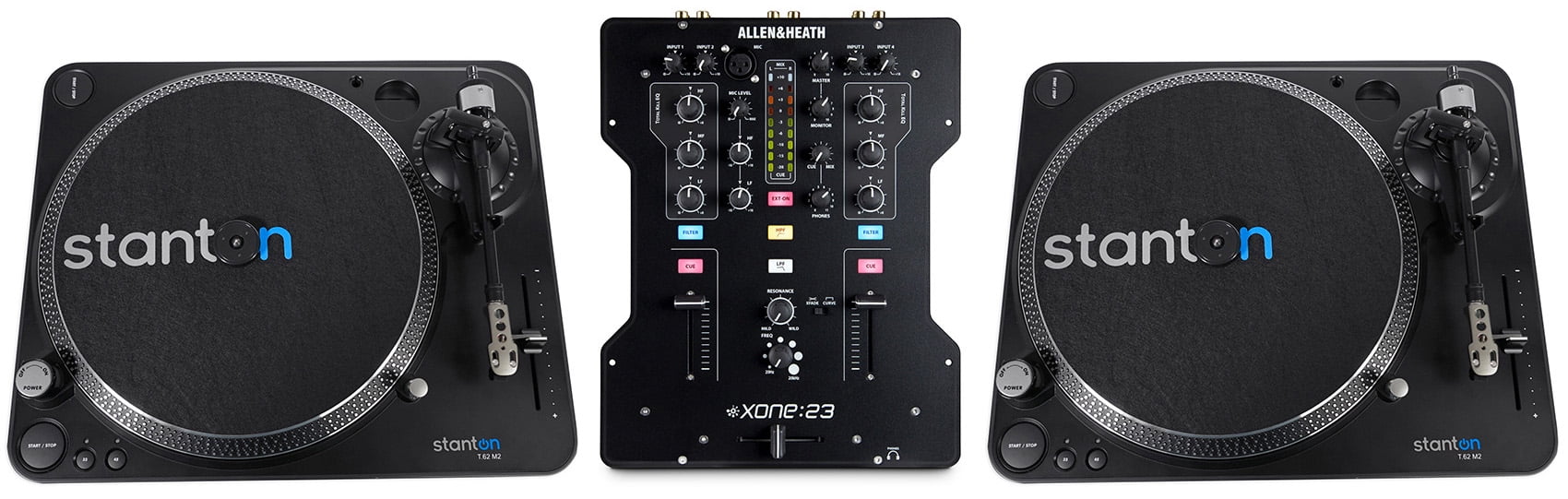 (2) Stanton T.62 M2 DJ Turntables+300 Cartridge+Allen & Heath XONE:23 ...