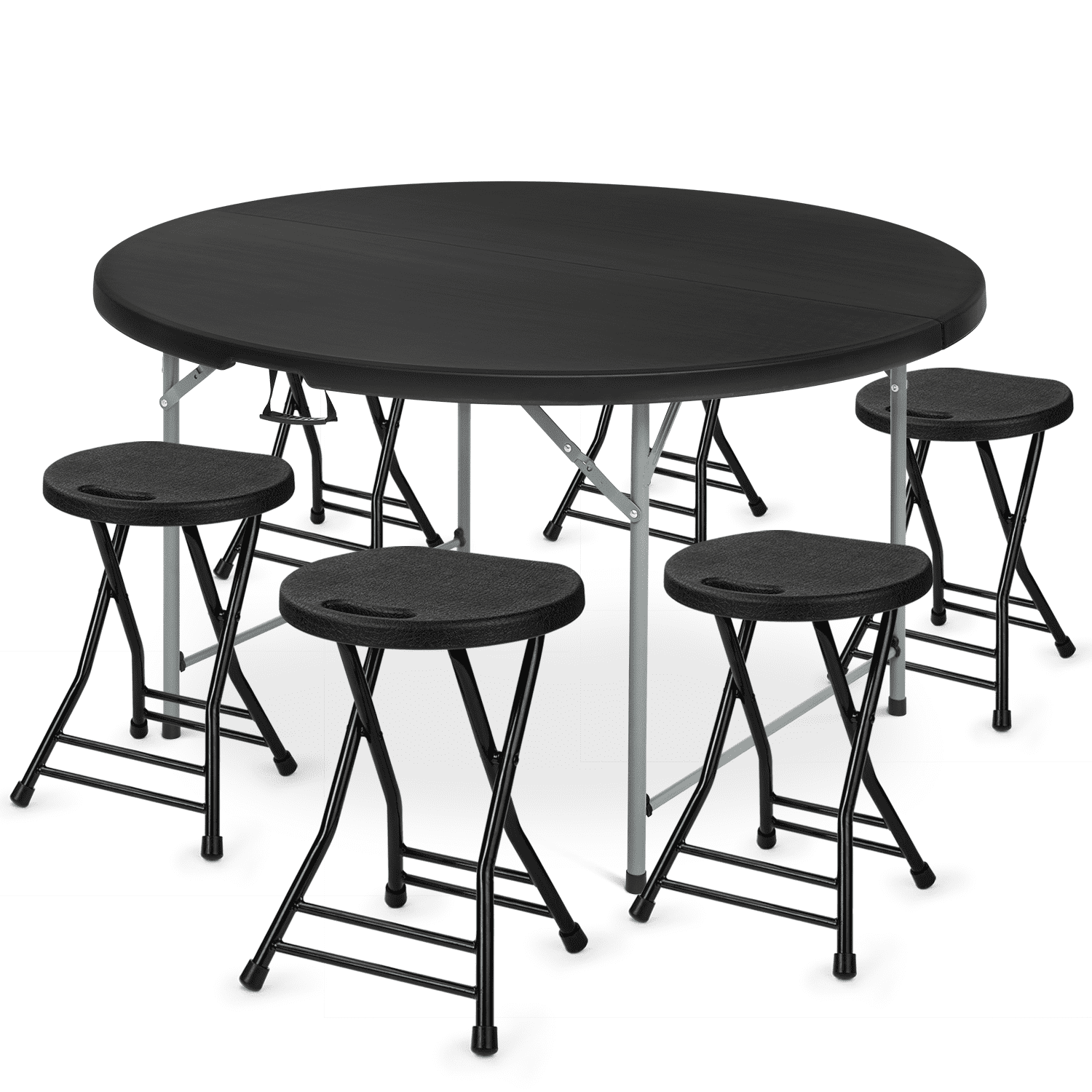 Magshion 7 Pieces 5 FT Folding Round Table and Chair Set, Event Party ...
