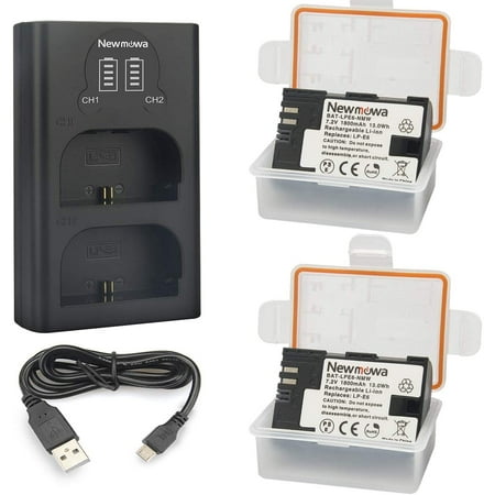 Newmowa LP-E6 LP-E6N Replacement Battery (2 pack) and Smart LCD Display Dual USB Charger for ...