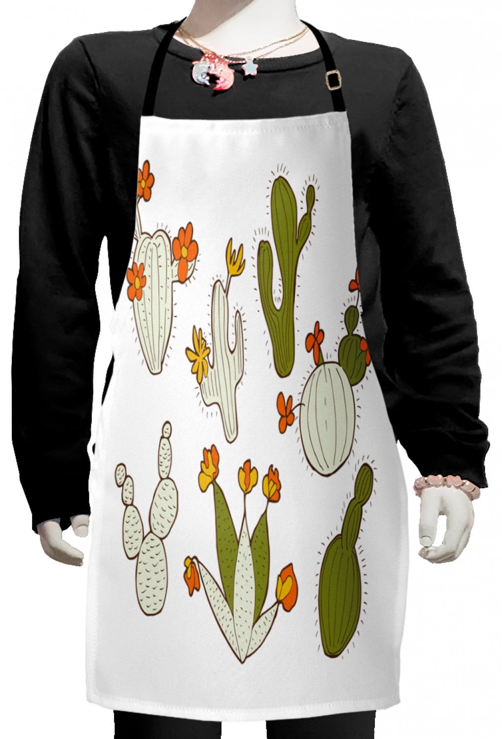 Cactus Kids Apron, Doodle Cacti with Flowers Exotic Western Nature ...