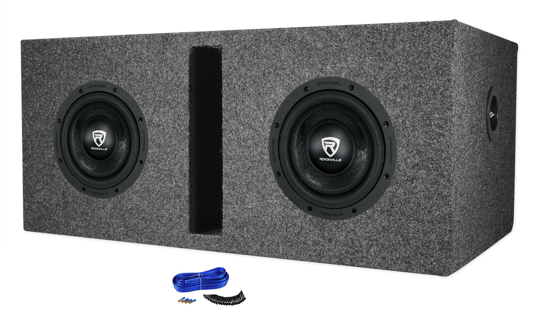(2) Rockville W8K6D2 V2 8" 1400w Peak Car Subwoofers+Vented Sub Box ...
