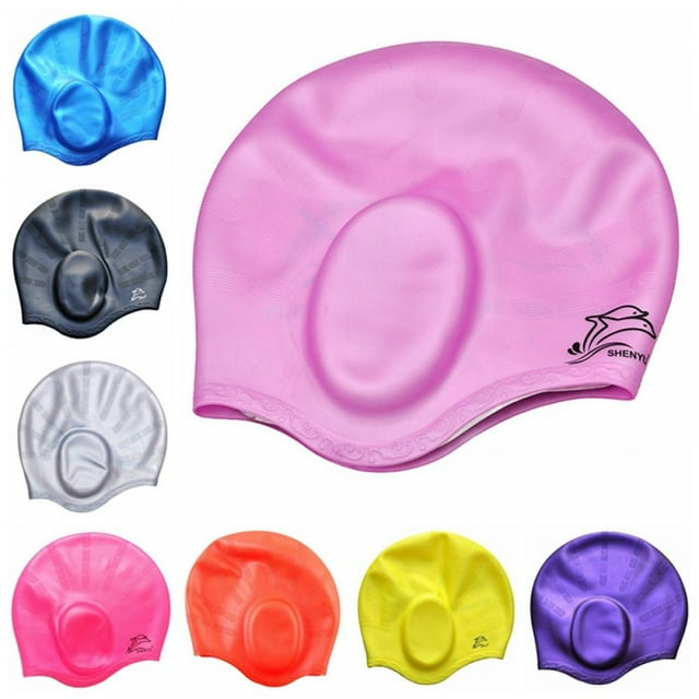 Adults Swimming Caps Men Women Long Hair Waterproof Swim Pool Cap Ear ...