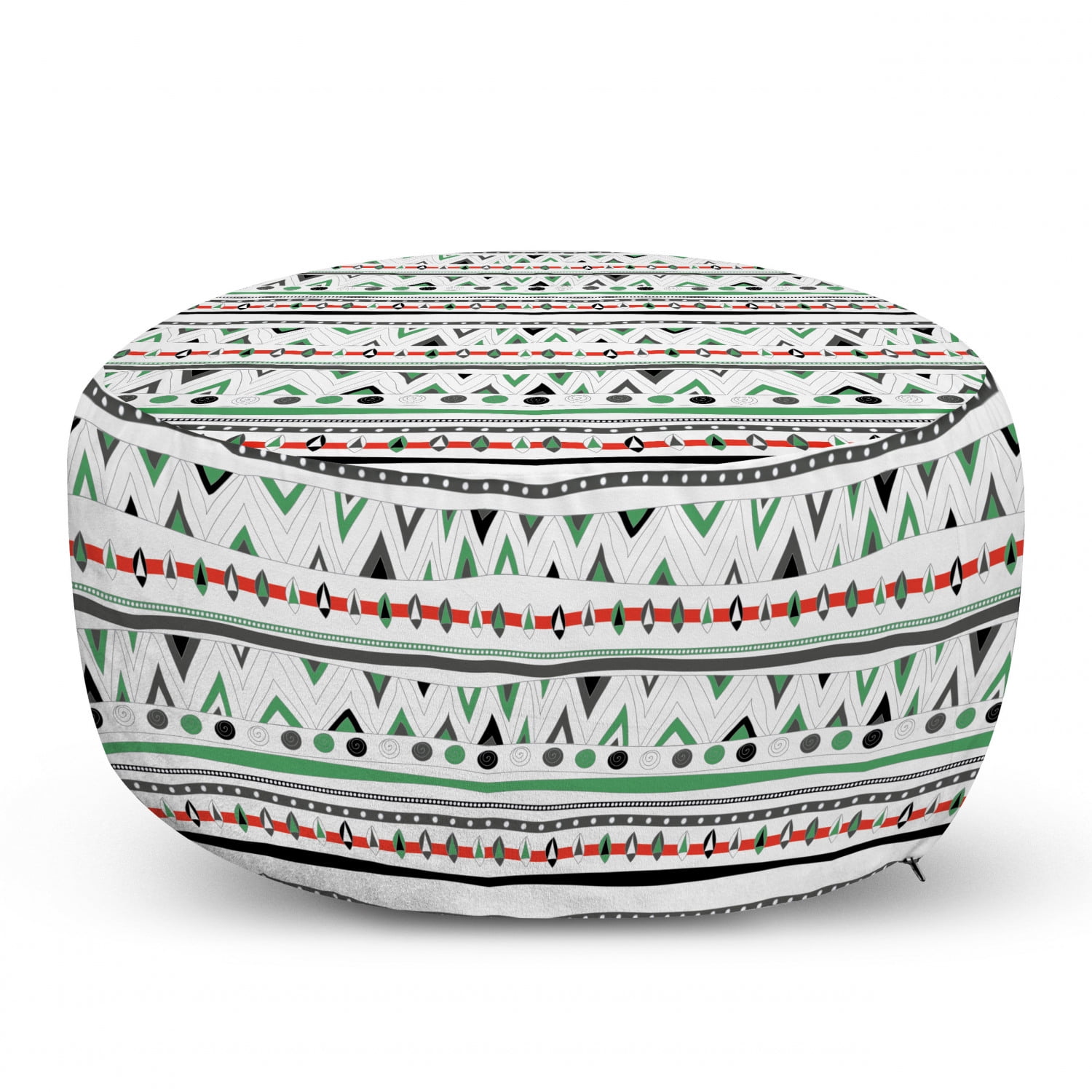 Tribal Pouf Cover with Zipper, Style Traditional Aztec Pattern Old ...