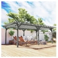 12x20ft Outdoor Pergola Wood Gazebo, Gray Grape Trellis for Climbing ...