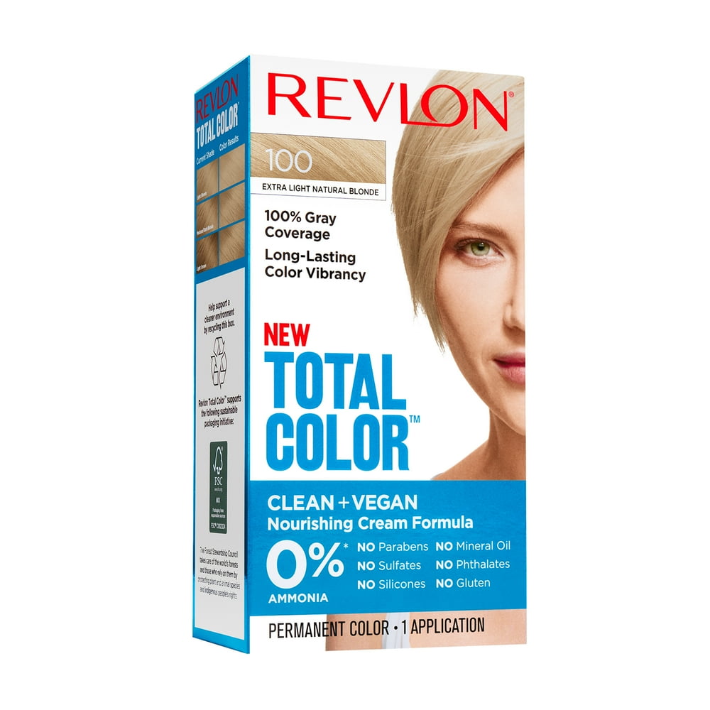 Revlon Total Color Permanent Hair Color, Clean and Vegan, 100% Gray ...