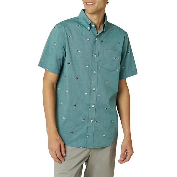 Chaps Men's Short Sleeve Sustainable Easy Care Woven Shirt-Sizes XS up ...