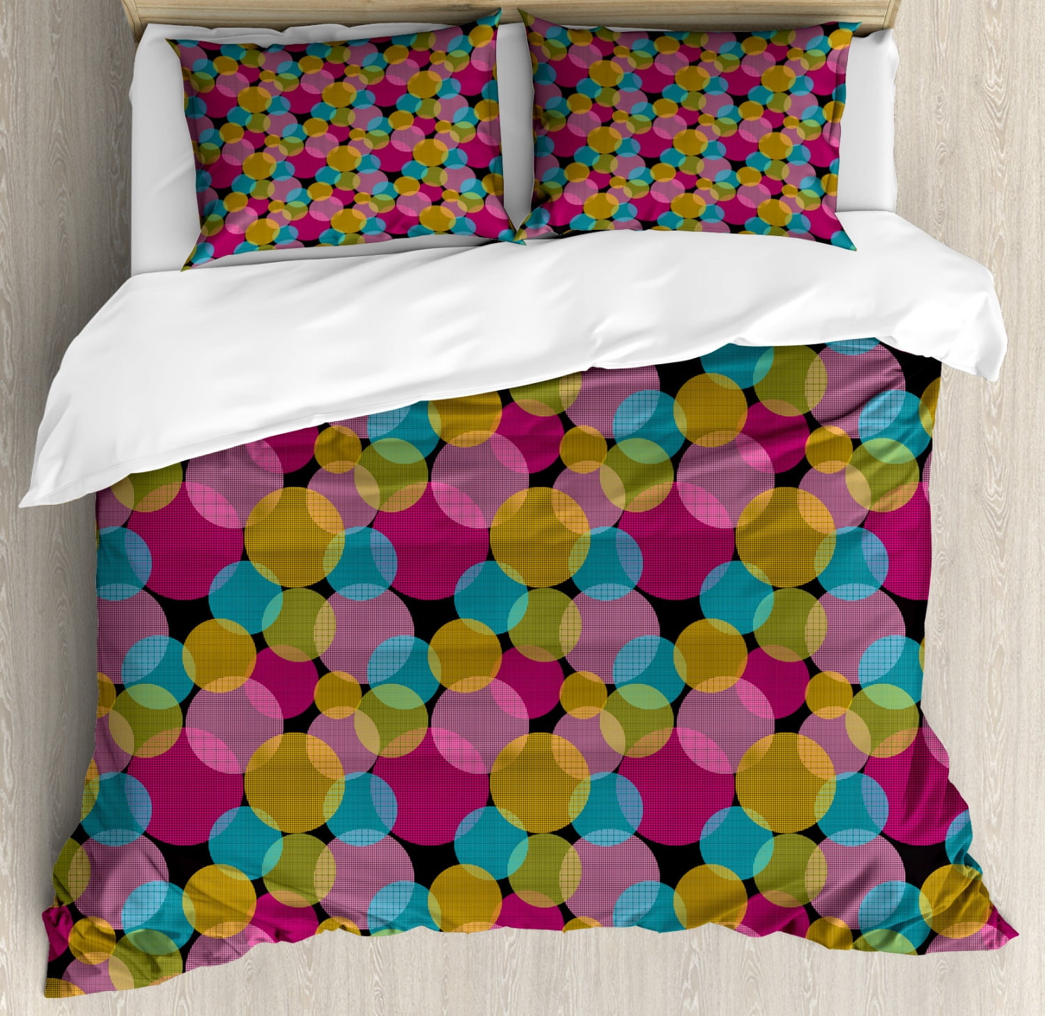 Colorful Duvet Cover Set Queen Size, Checkered Patterned Big Spots in ...
