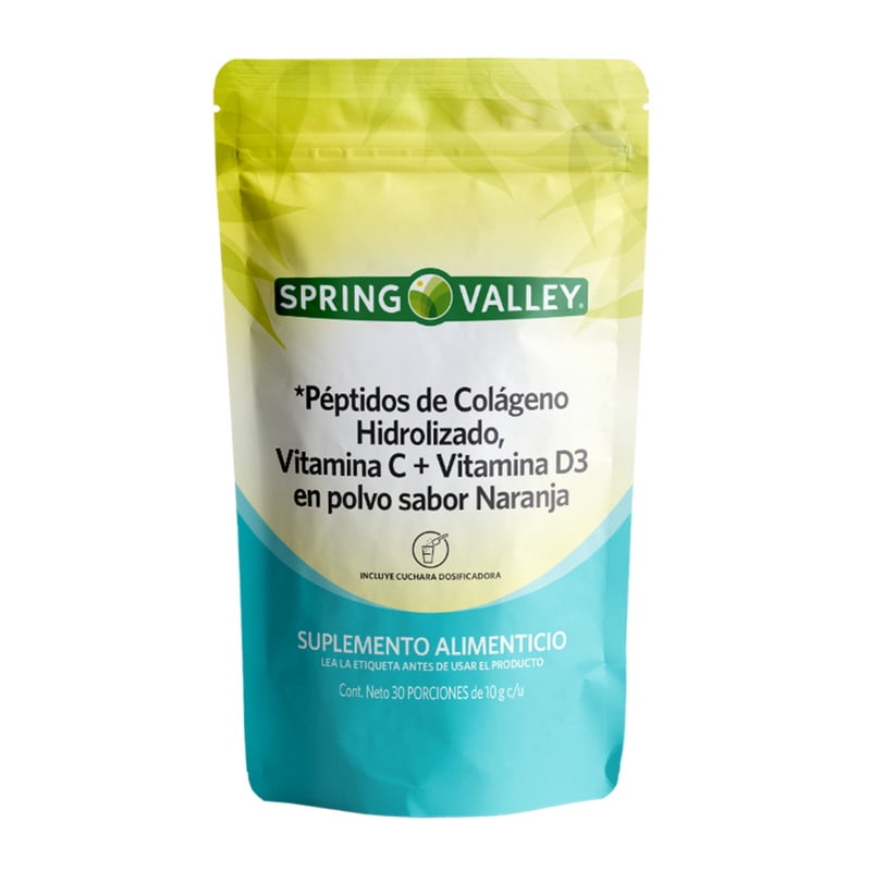 Colágeno Hidrolizado + Vitamina C + D3 Sabor Naranja Spring Valley en ...