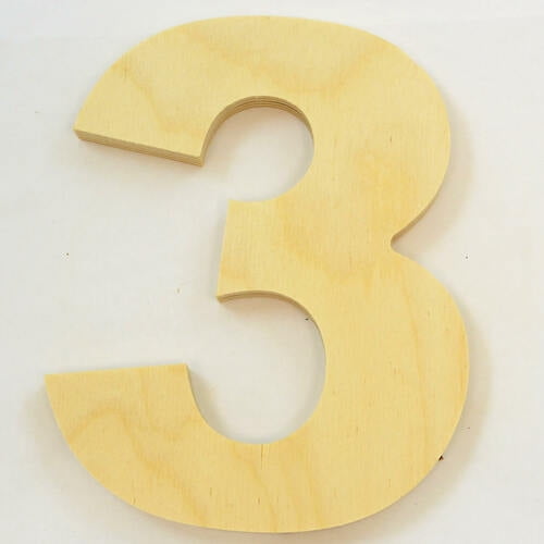 Package of 1, 16 Inch X 1" Baltic Birch "3" Plywood Numbers In The ...