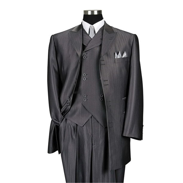 Herring Bone Stripe High Fashion Suit with Vest & Pants - Walmart.com