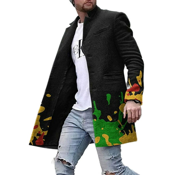 Cindysus Men's Business Single Breasted Overcoats Mens Slim Fit Jacket ...