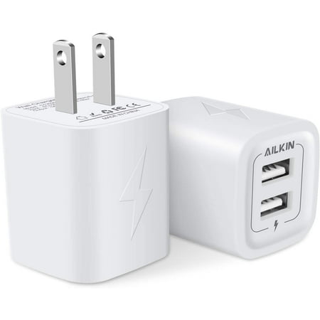 USB Charger Block, Wall Charger, 2.1A 2-Muti Dual Port Plug Power ...
