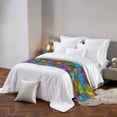Abstract Geometric Bed Runner Twin Size Rainbow Gradient Crystal Color ...