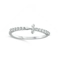 Clear CZ Sideways Cross Christian Purity Ring Sterling Silver Band ...