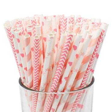 Just Artifacts Decorative Striped Paper Straws (100pcs, Striped, Mint ...
