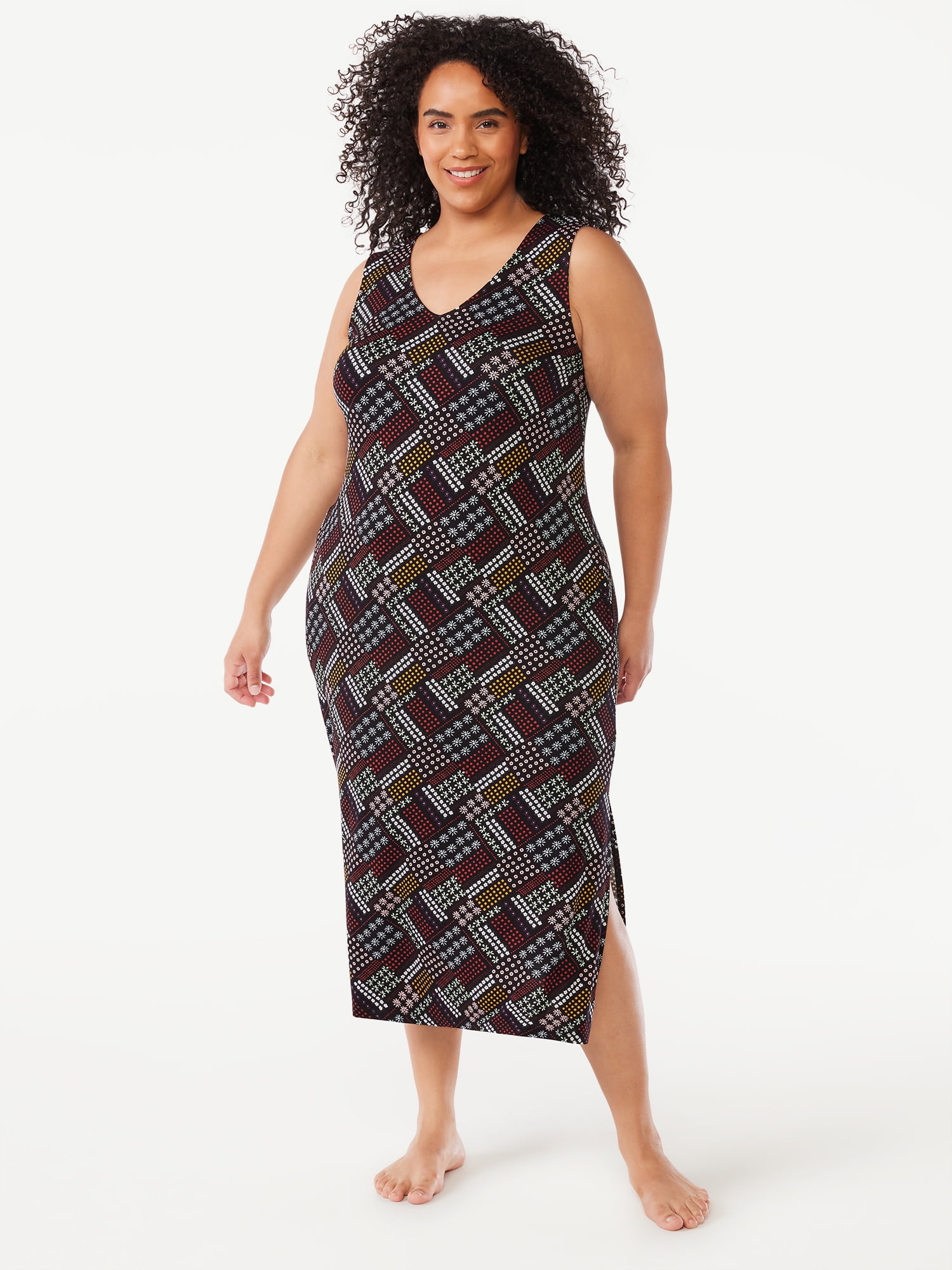 Joyspun Women's Sleeveless Midi Sleep Chemise, Sizes S to 4X - Walmart.com