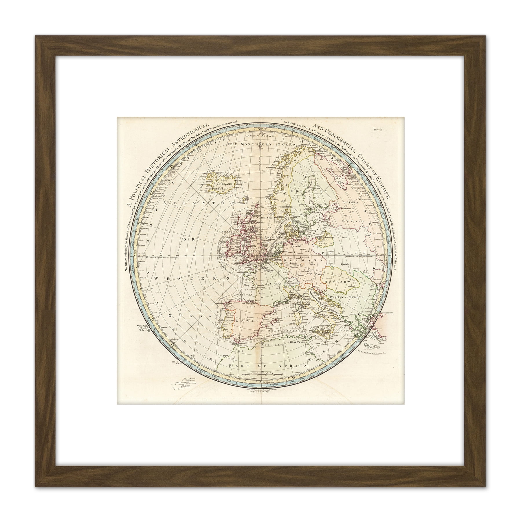 Map Andrews 1797 Political Historical Commercial Europe 8X8 Inch Square ...