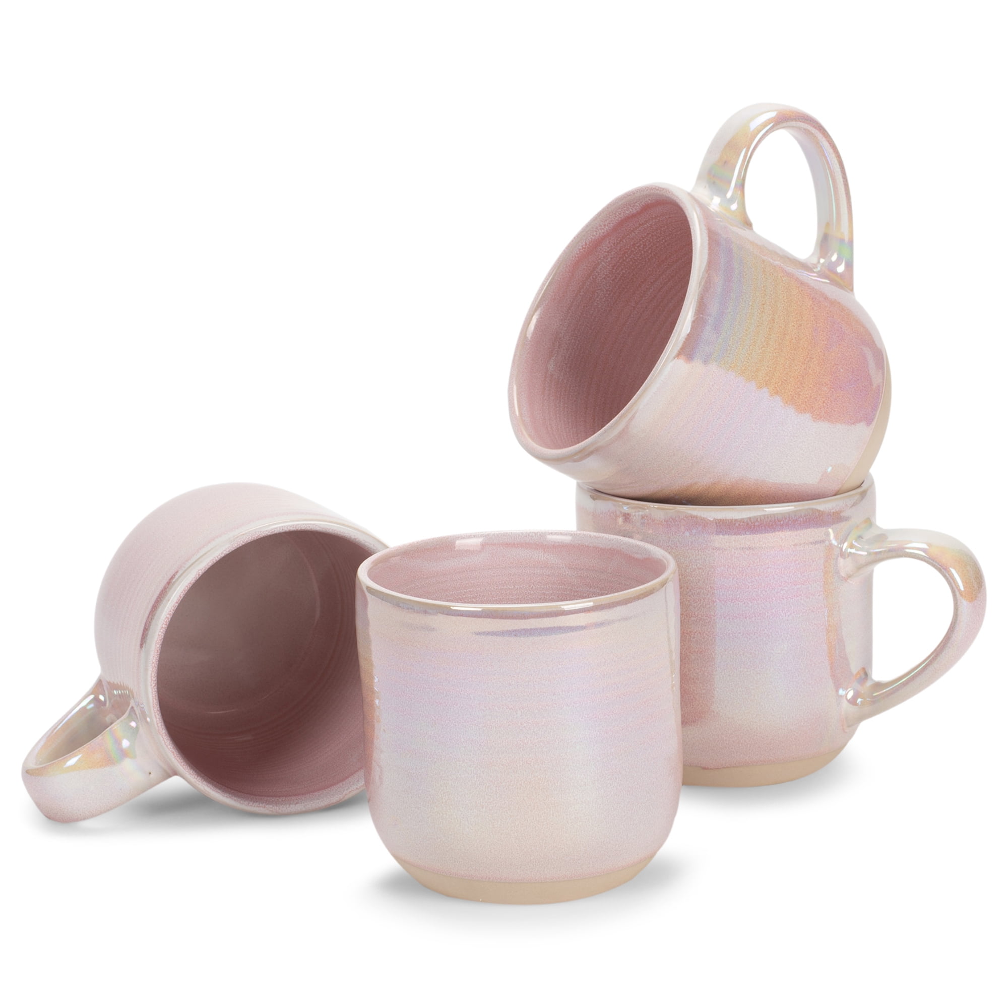 Red Glossy Rainbow Glaze 17 ounce Stoneware Coffee Cup Mugs Set of 4 ...