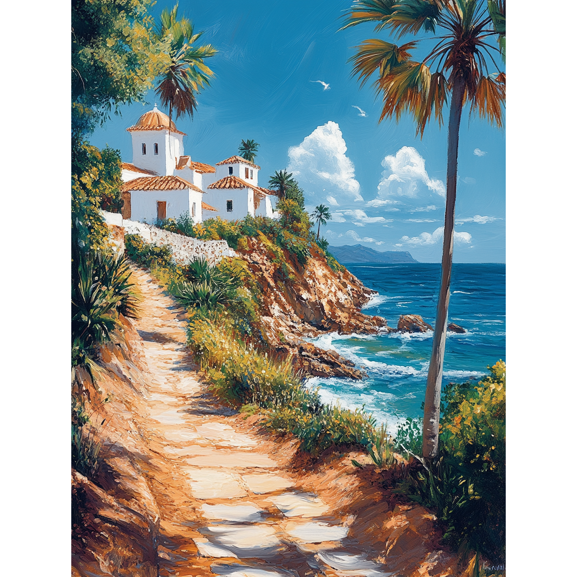 Click here for Qisvanset Mediterranean Coastal Path Canvas Wall A... prices
