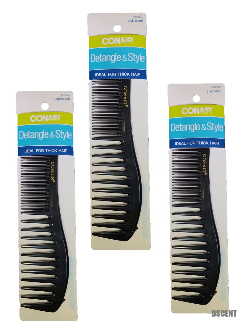 3 Pack Conair Ideal For Thick Hair Wide Tooth Detangle & Styling ...