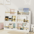 3 Tier Kids Bookshelf, White MDF & Pine Wood Book Rack with Anti-Tip ...