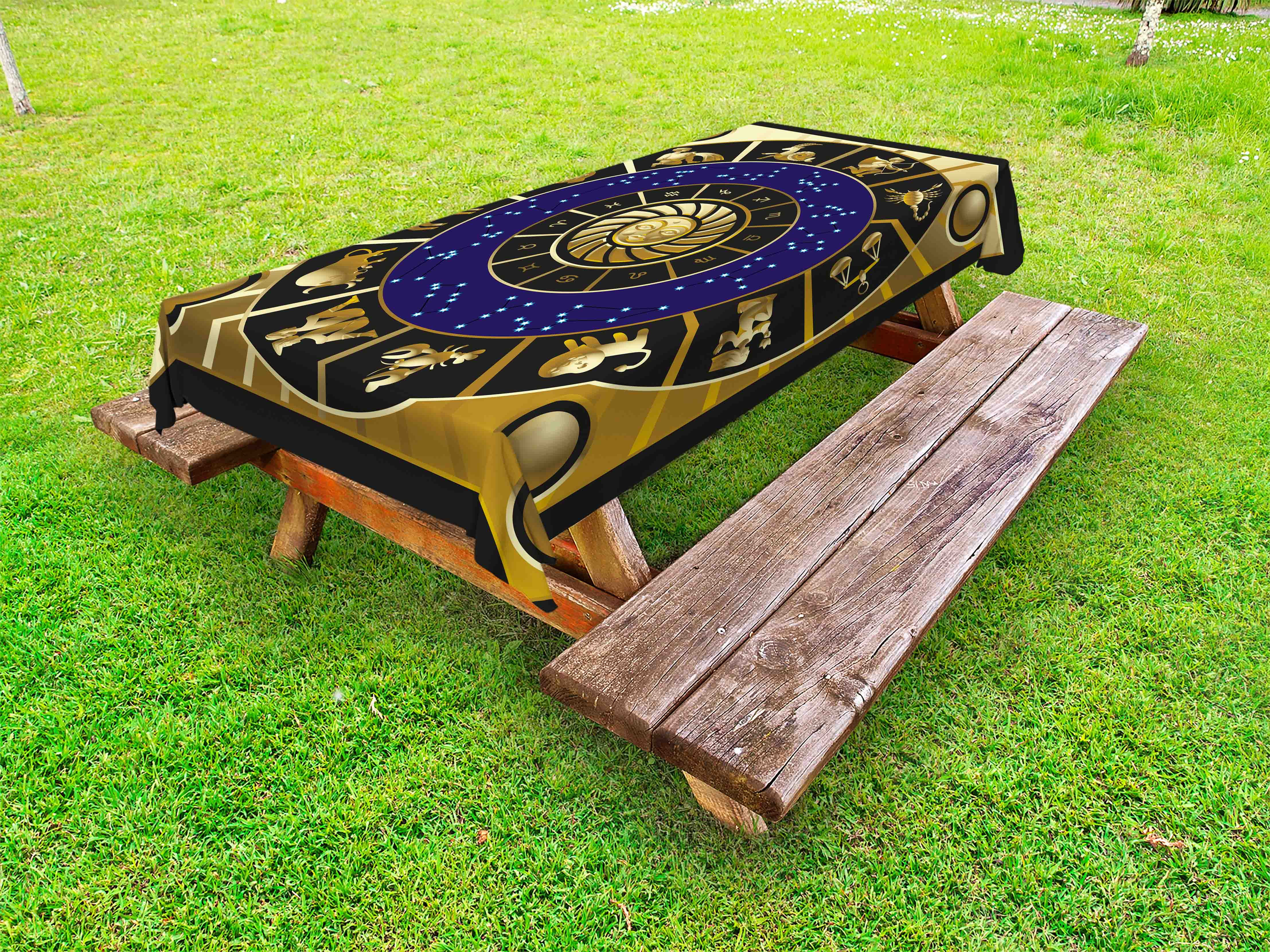 Astrology Outdoor Tablecloth, Plaquet Seem Square Shape and Inner ...