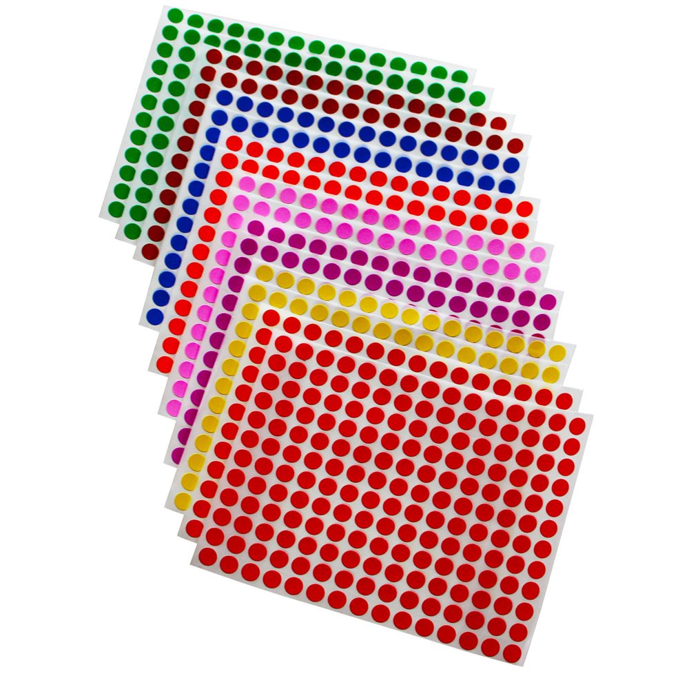 Colored dot stickers ¼” inch 8mm Sticker Dot in Green, Yellow, Pink ...