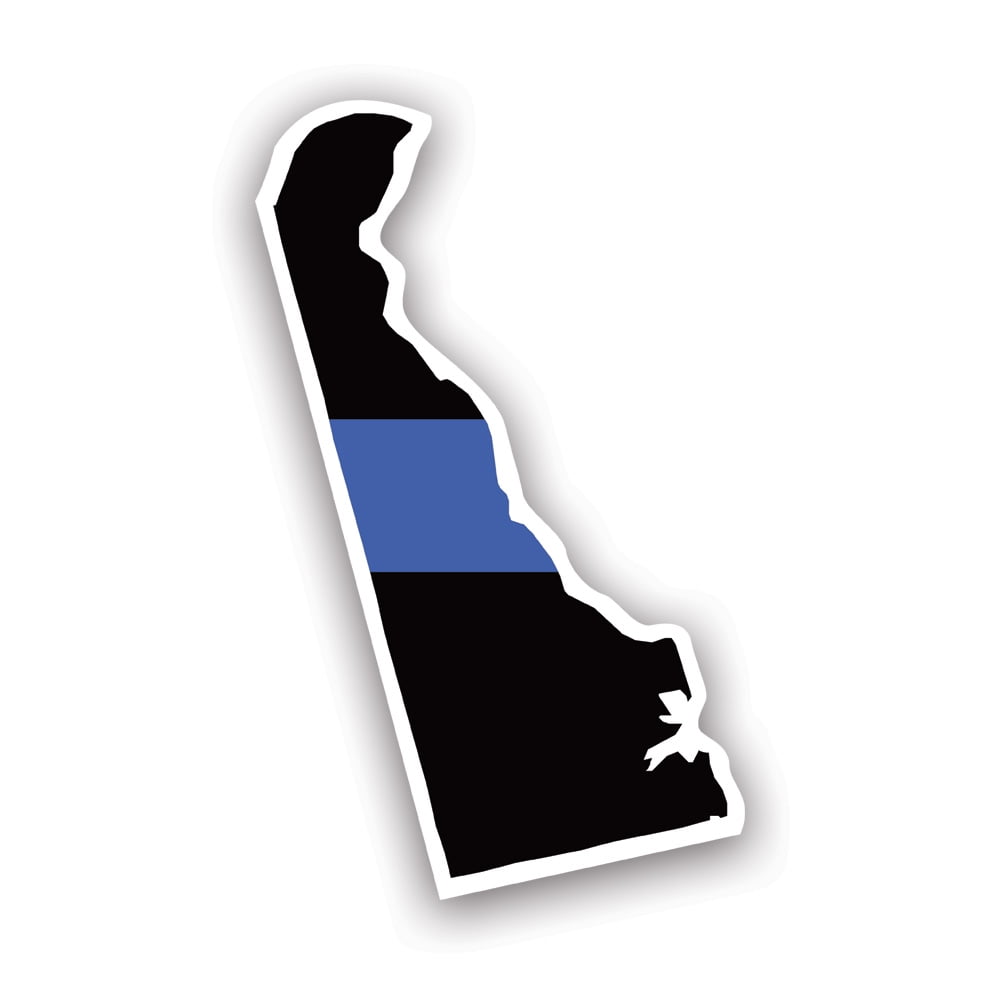 Delaware State Shaped The Thin Blue Line Sticker Decal - Self Adhesive ...