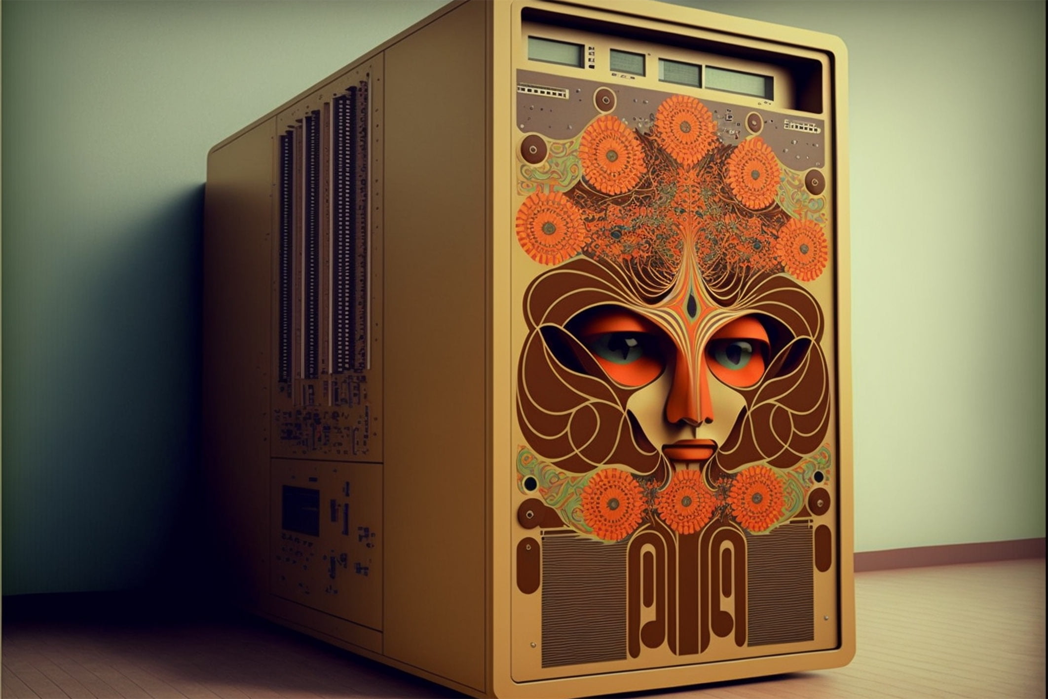 24x36 gallery poster, totally groovy 1970s supercomputer ai art p4 ...