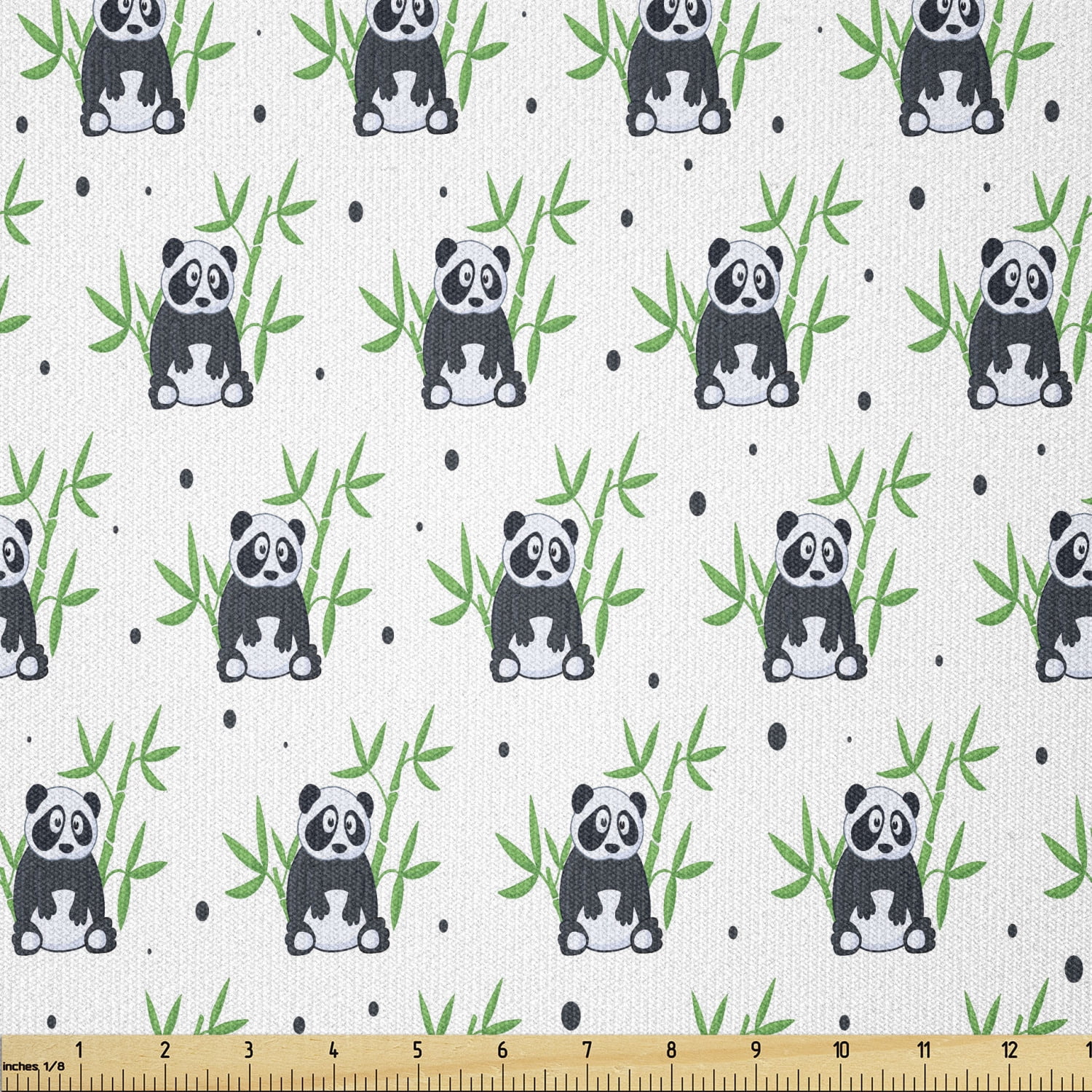 Asian Fabric by The Yard, Cartoon Panda Bamboo Pattern Wildlife Zoo ...