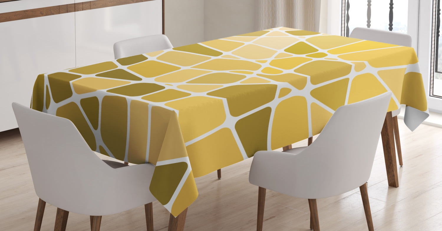 Pastel Tablecloth, A Pattern of Disorganized Color Blocks in Yellow and ...