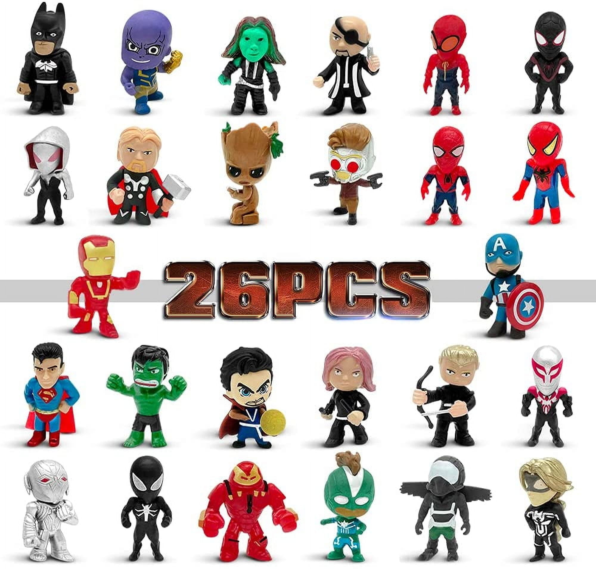 Mini Superhero Toys, 26 pcs Superhero Minifigures Small Action Figures ...