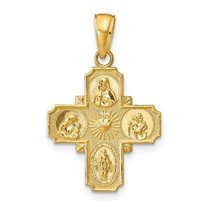 Finest Gold 14K Yellow Gold Diamond-Cut Filigree Cross Pendant ...