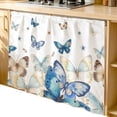 Blue Butterfly Farmhouse Cabinet Curtain 35"Wx35"L,Dustproof Under Sink ...
