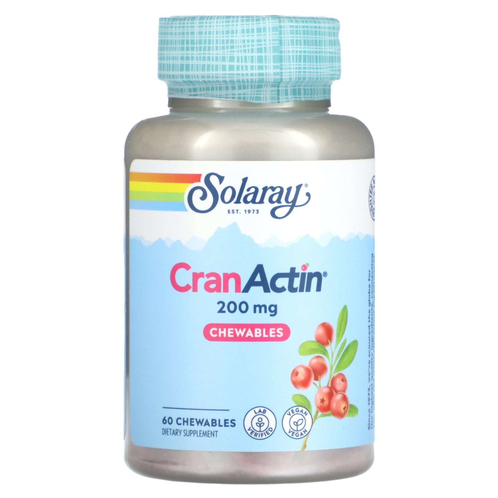 Solaray - CranActin Chewable Natural Cranberry/Strawberry Flavor 200 mg ...