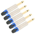 5-Pack 6.35mm Single Track Microphone Audio Cables with Blue Tail and ...