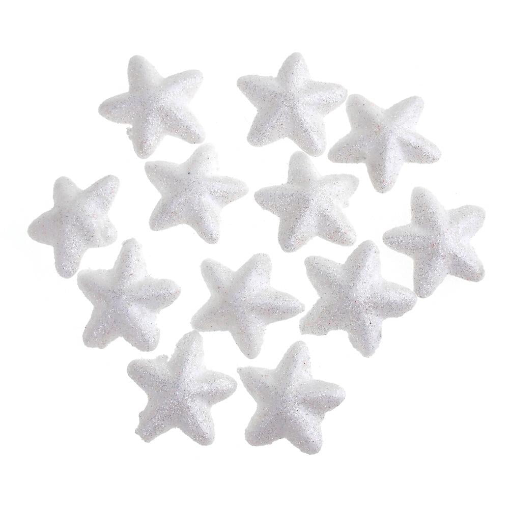 Christmas Styrofoam Stars Cut Out White Glitter, 1-1/2-Inch, 12 Count ...